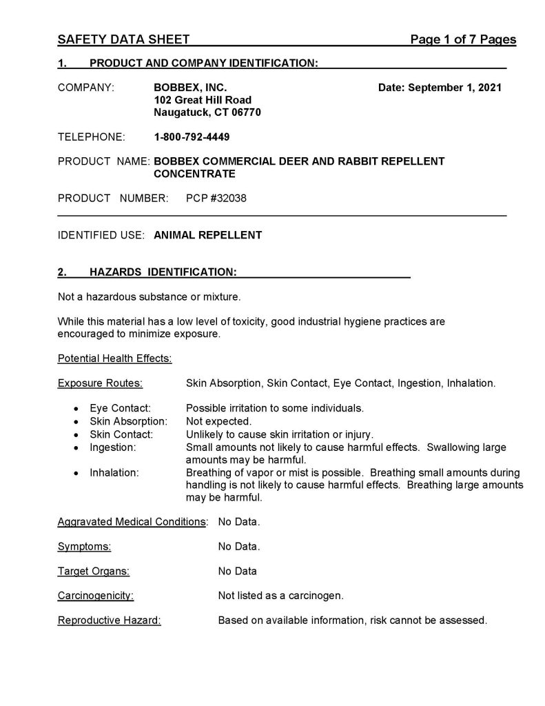 SDS – Bobbex Canada