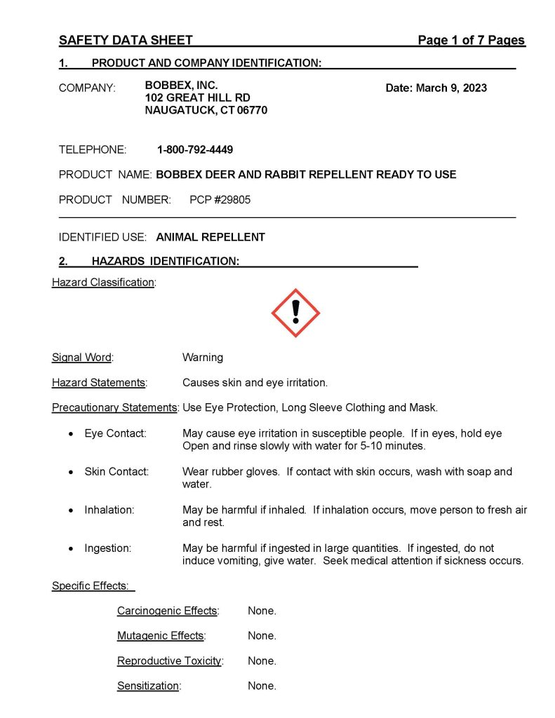 SDS – Bobbex Canada